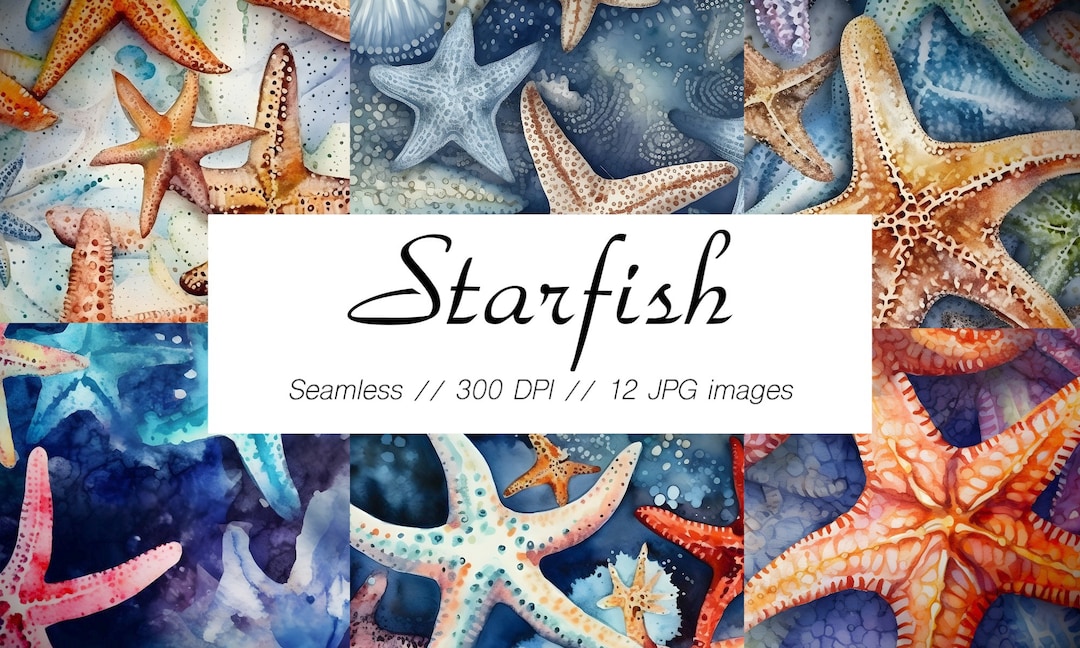 12 Starfish Seamless Patterns - Instant Download Printable Nautical ...