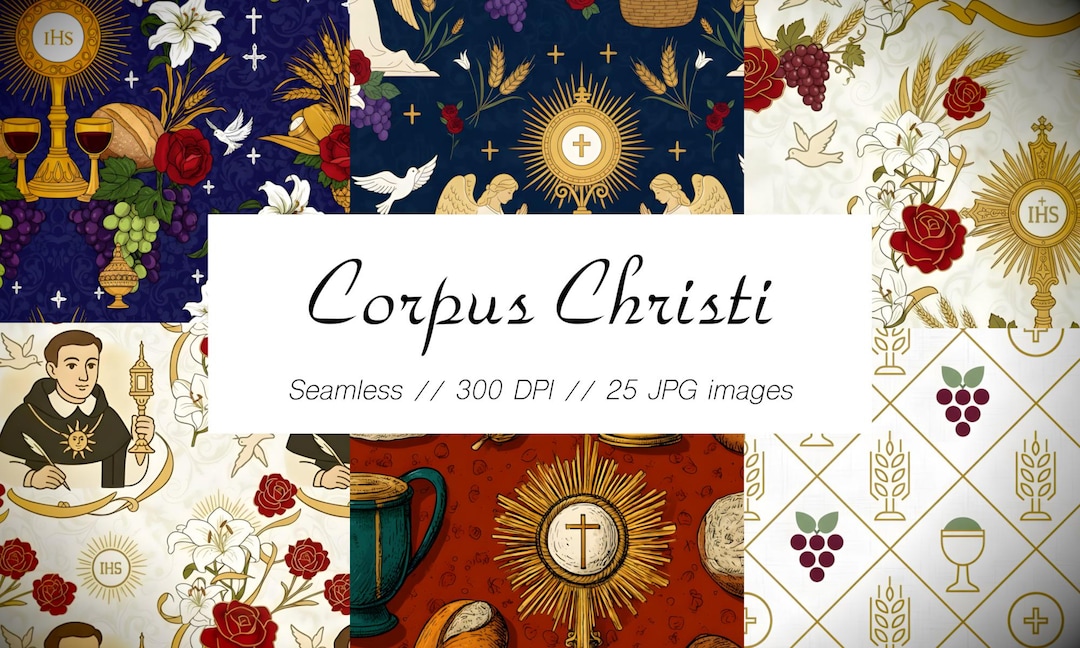 Corpus Christi Seamless Patterns - Catholic Eucharist Designs (digital ...