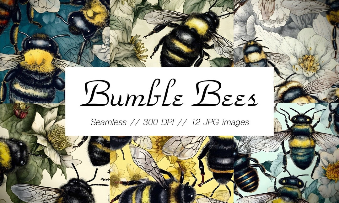 12 Bumble Bee Seamless Patterns - Instant Download Printable Bee ...