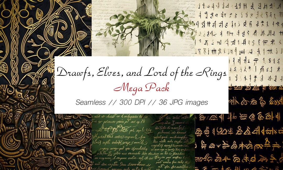 Lord of the Rings Seamless Pattern Set – Elvish & Dwarvish Designs ...