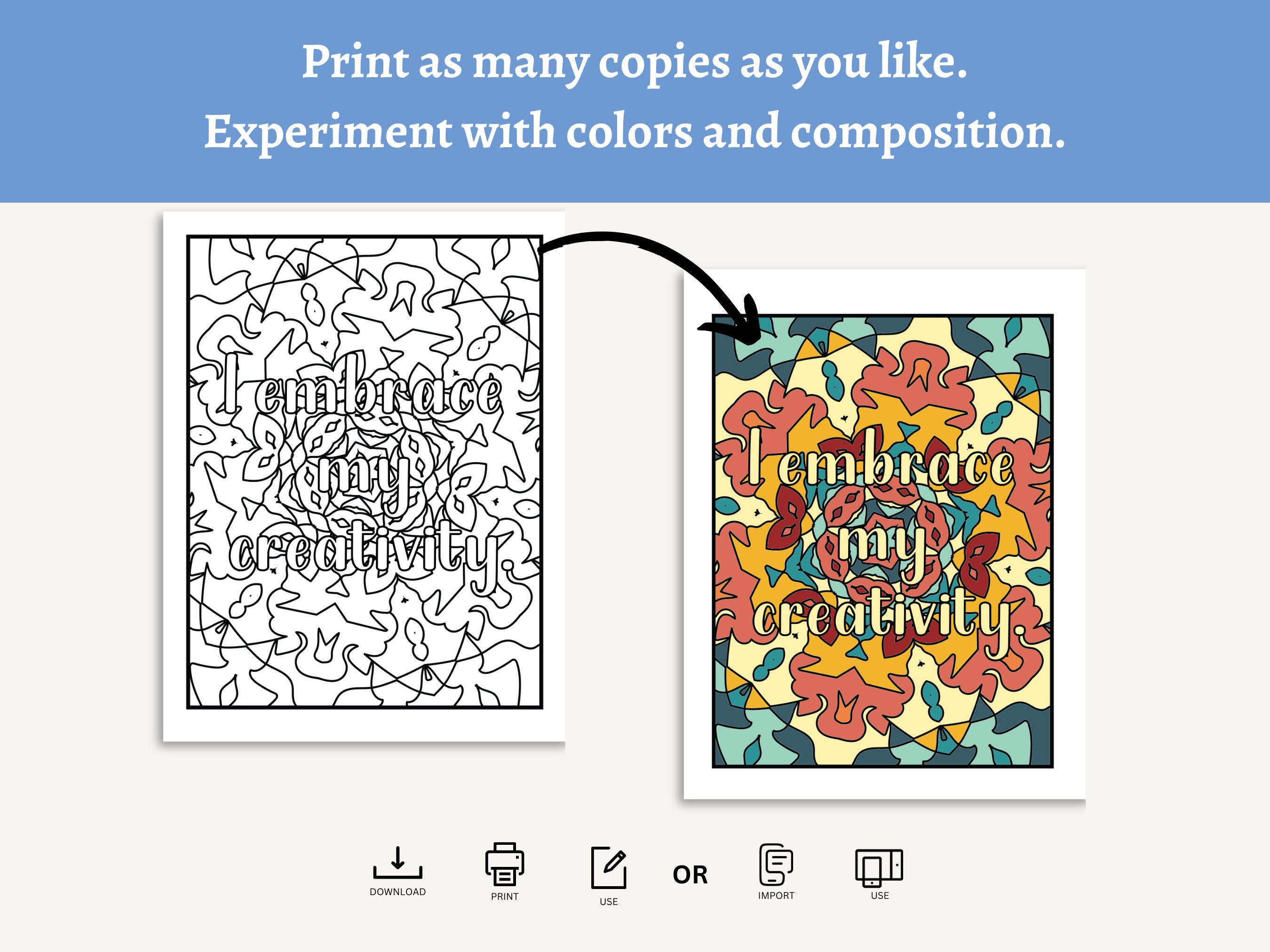 Affirmation, Coloring Pages for Adults, Mandala Coloring Pages ...