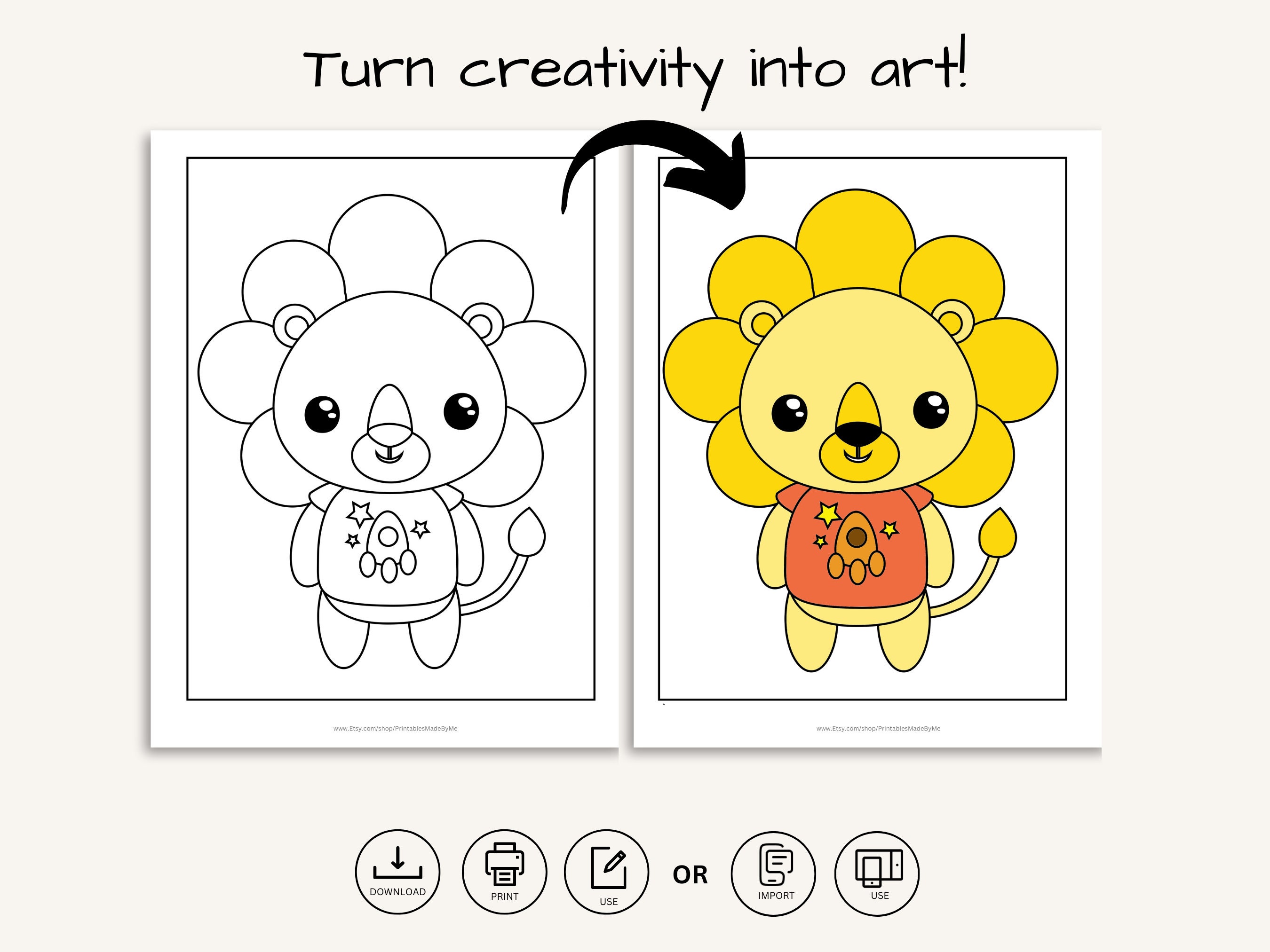 Cute Kawaii, Cute Animal, Cute Coloring Page, Easy Coloring, Baby ...
