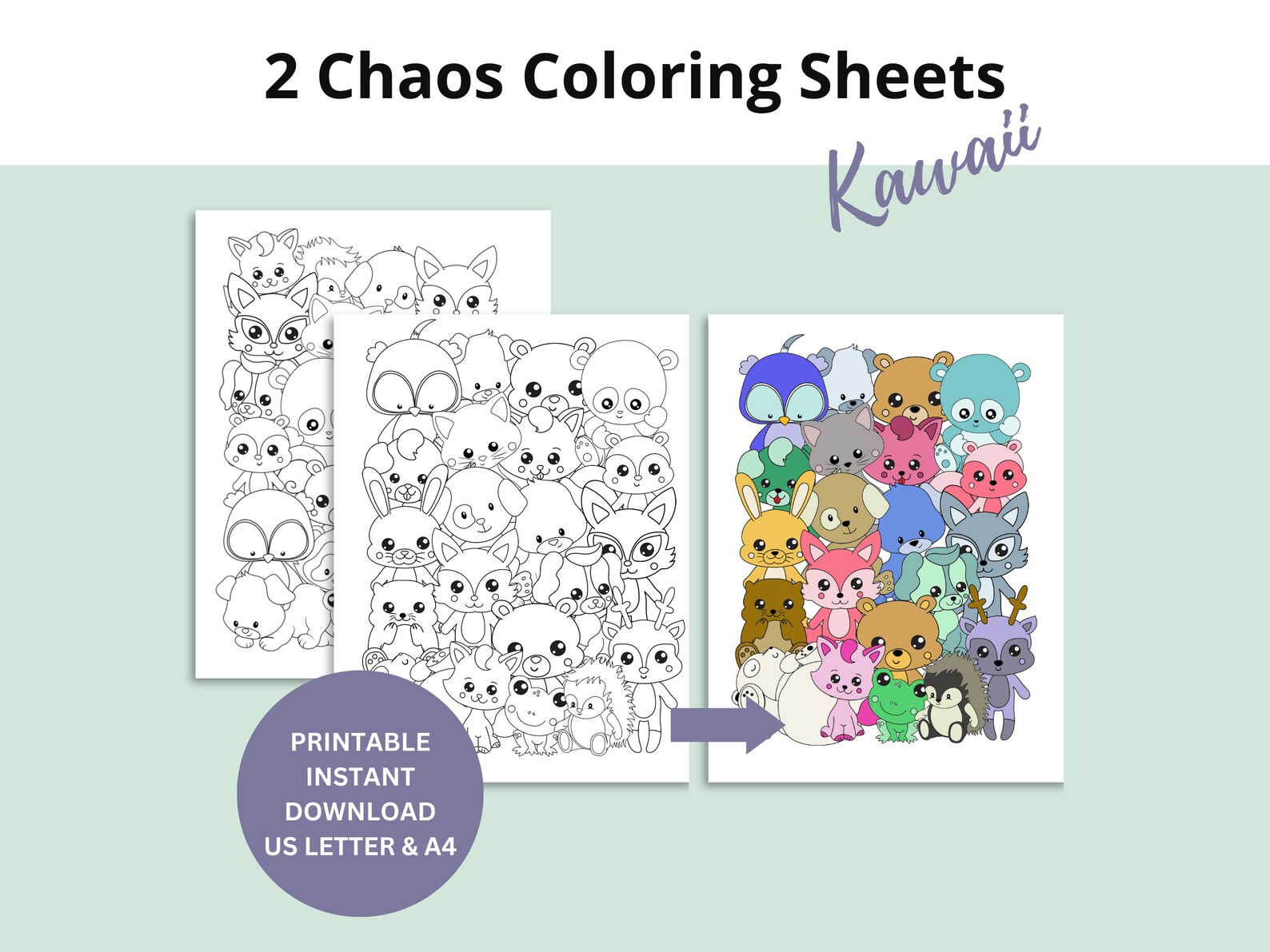 Kawaii Coloring Kawaii Animal Coloring Page Cute Kawaii - Etsy