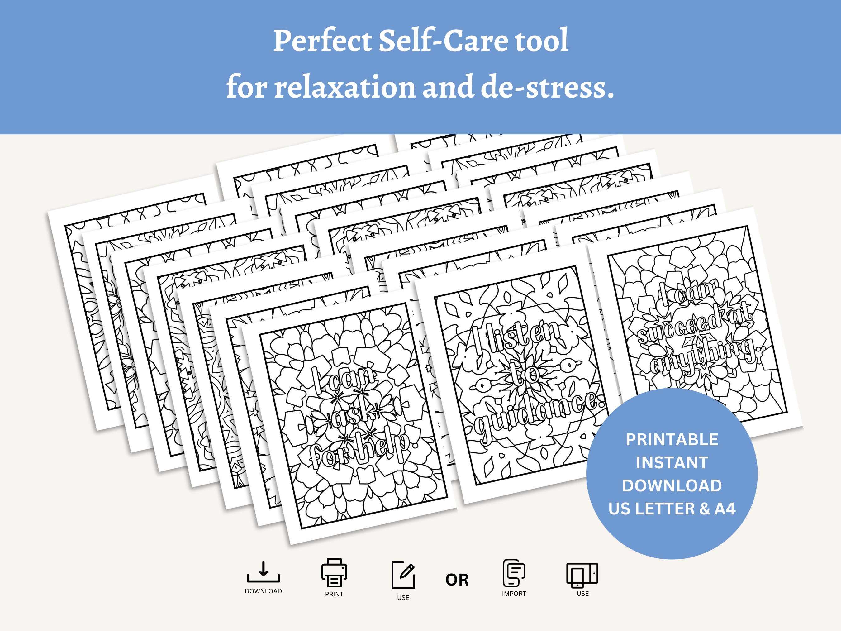 Affirmation, Coloring Pages for Adults, Mandala Coloring Pages ...