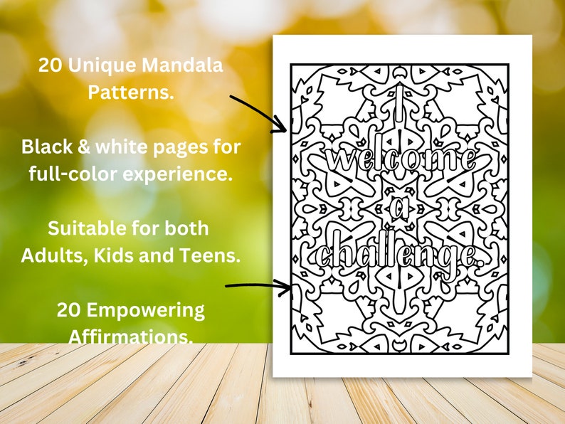 Affirmation Coloring Pages for Adults Mandala Coloring - Etsy