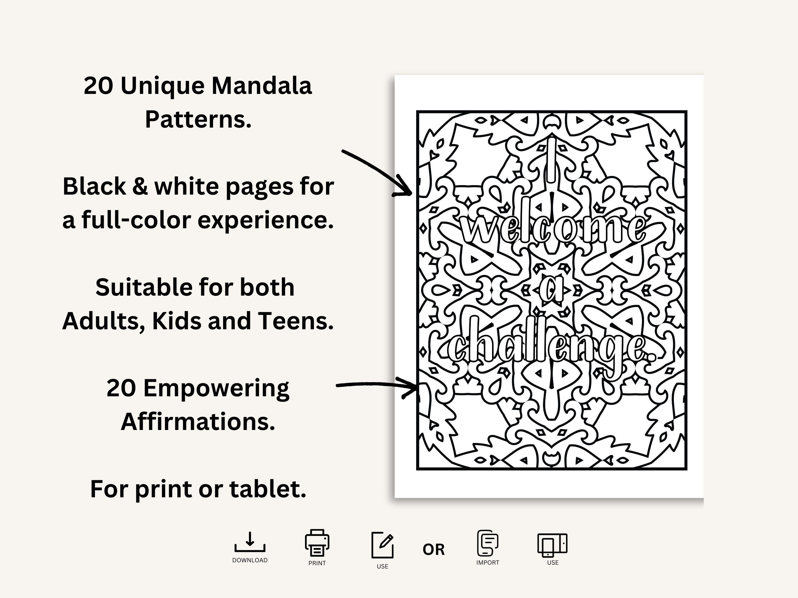 Affirmation, Coloring Pages for Adults, Mandala Coloring Pages ...