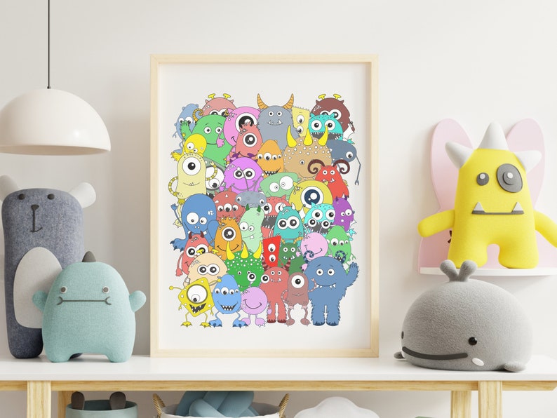 Coloring Page, Coloring Sheet, Monsters Coloring, Anxiety Relief, Adult ...