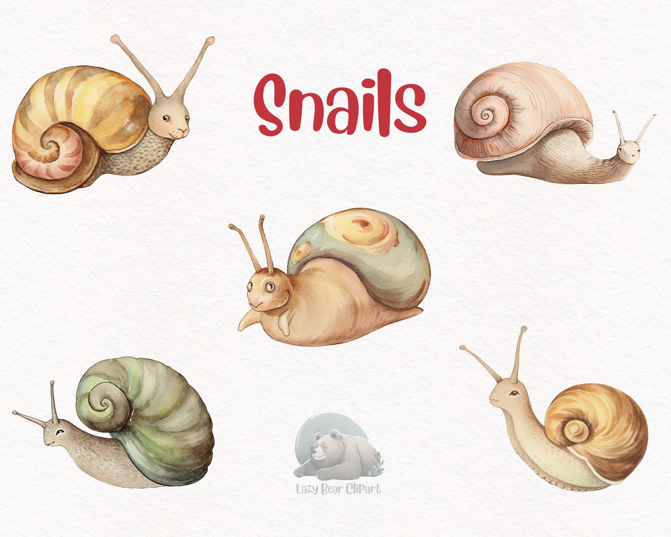 Snail Watercolor Clipart, Cute Nursery Decor, Wall Art,baby Shower PNG ...