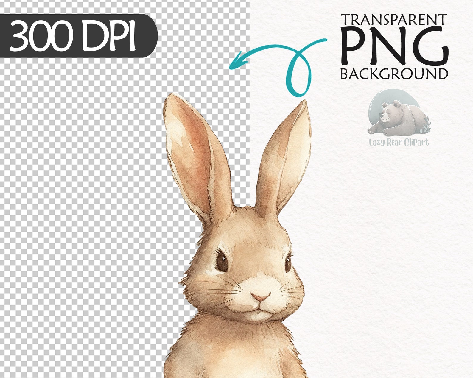 Bunny Rabbit Watercolor Clipart, Cute Nursery Decor, Wall Art,baby ...