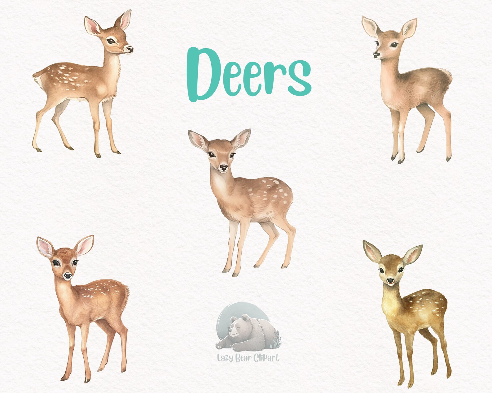 Deer Watercolor Clipart, Cute Nursery Decor, Wall Art,baby Shower PNG ...