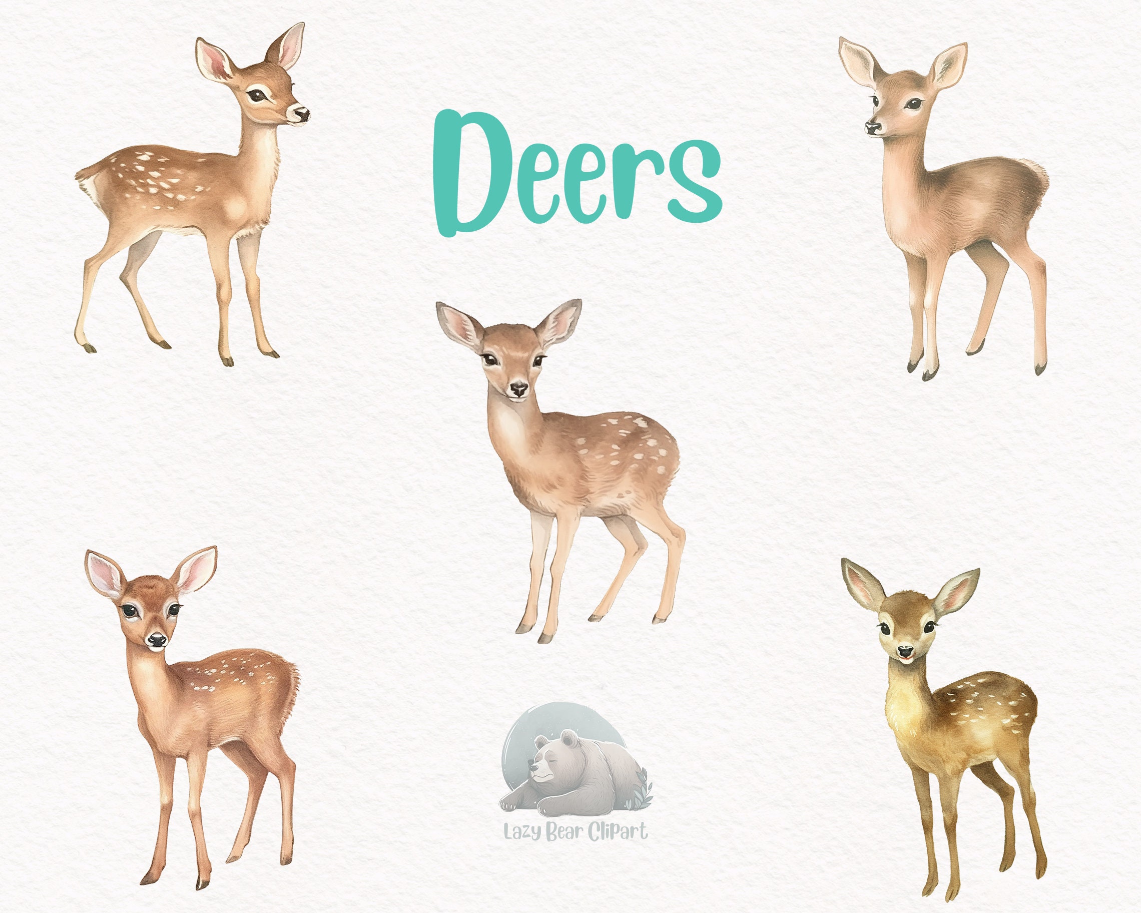Deer Watercolor Clipart, Cute Nursery Decor, Wall Art,baby Shower PNG ...