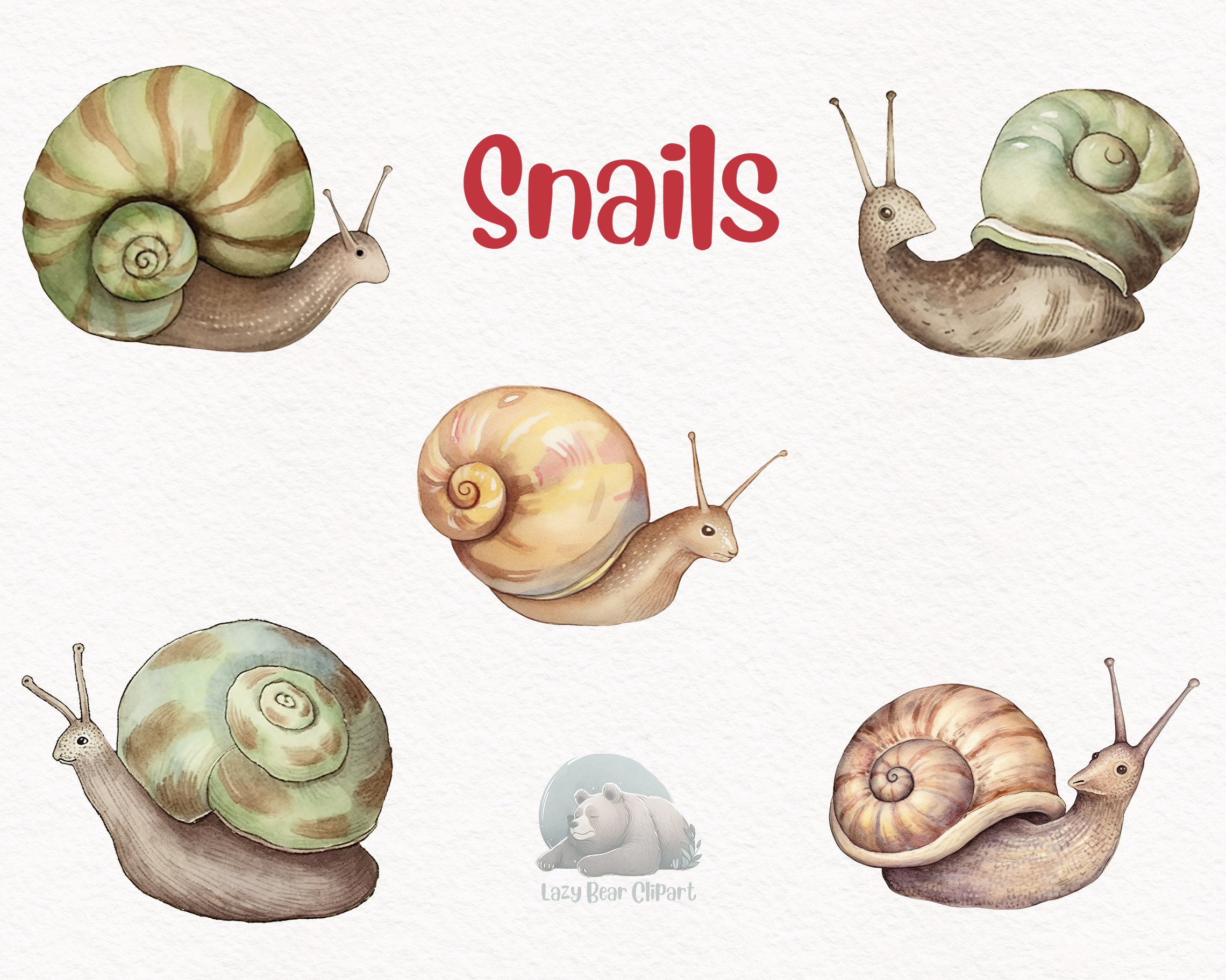 Snail Watercolor Clipart, Cute Nursery Decor, Wall Art,baby Shower PNG ...