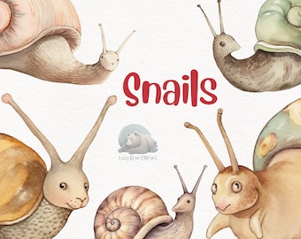 Snail Watercolor Clipart Cute Baby Shower Graphics Birthday - Etsy