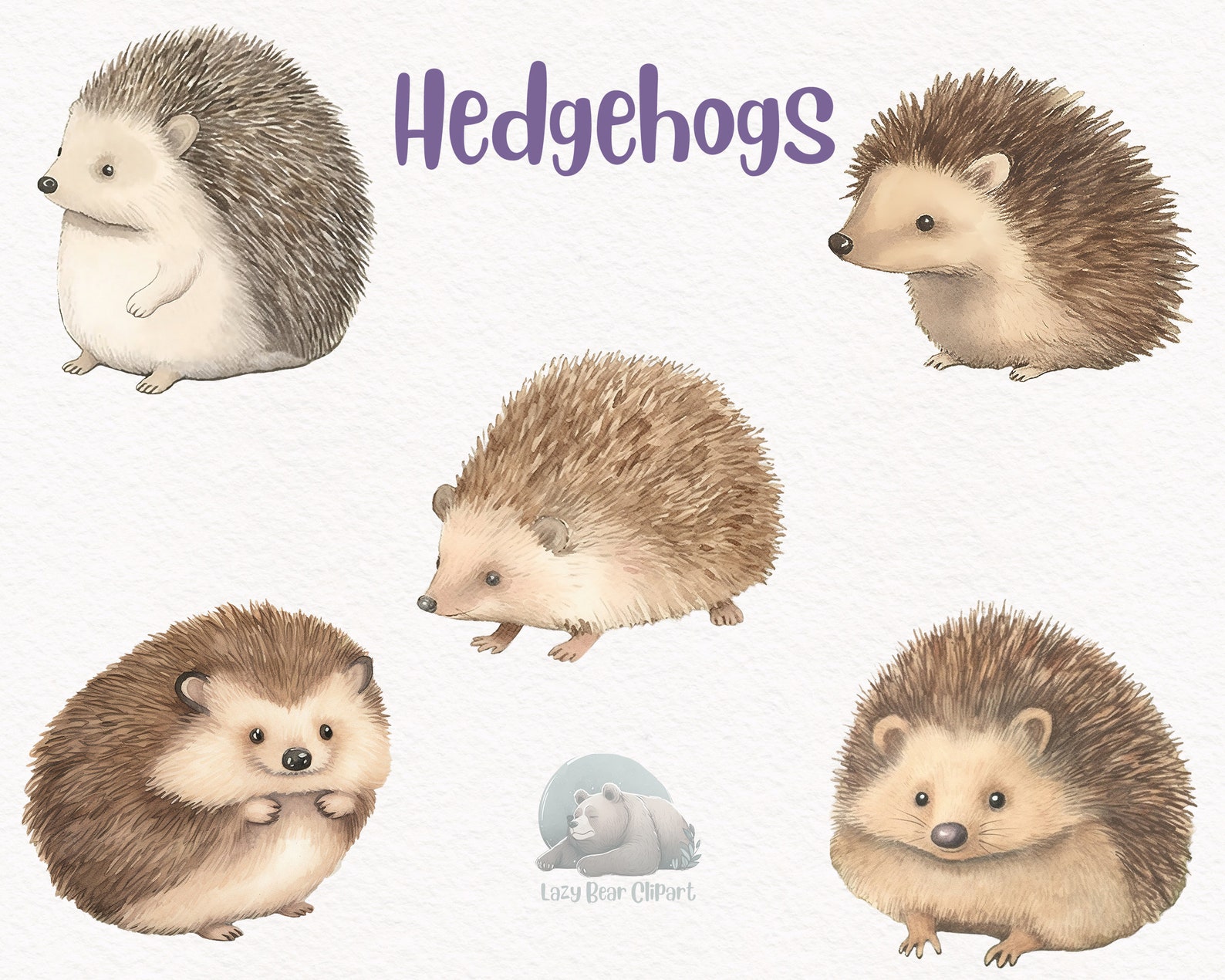 Hedgehog Watercolor Clipart, Cute Nursery Decor, Wall Art,baby Shower ...