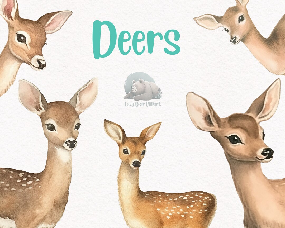 Deer Watercolor Clipart, Cute Nursery Decor, Wall Art,baby Shower PNG ...