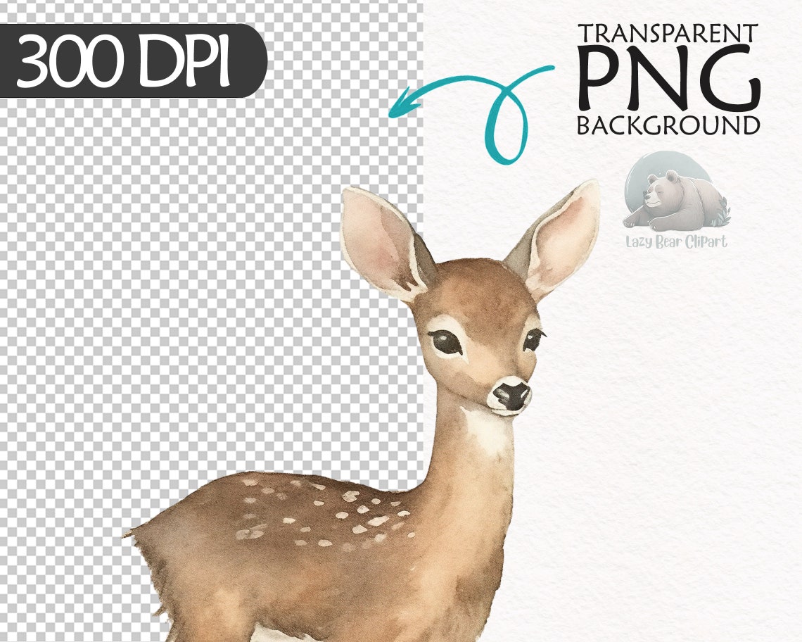 Deer Watercolor Clipart, Cute Nursery Decor, Wall Art,baby Shower PNG ...
