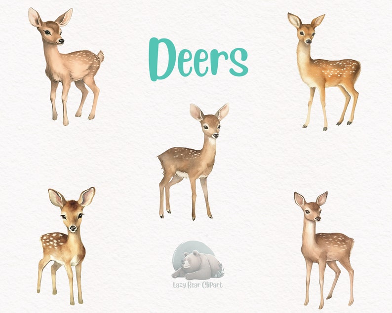 Deer Watercolor Clipart, Cute Nursery Decor, Wall Art,baby Shower PNG ...