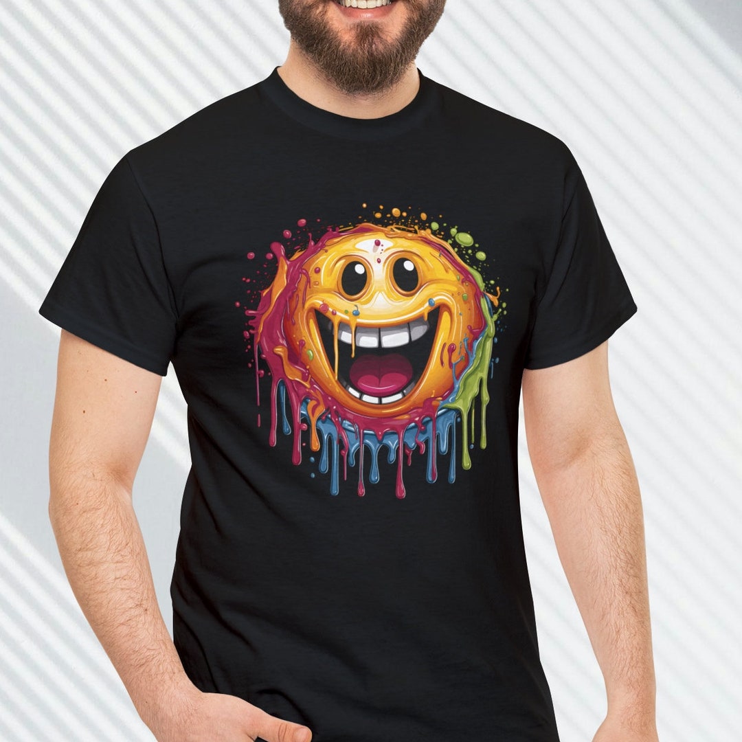 Paint Splatter Smiley Face Unisex Heavy Cotton Graphic Tee - Etsy