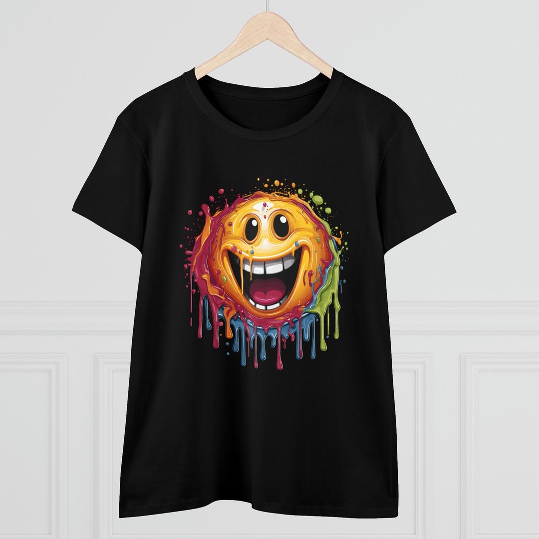 Paint Splatter Smiley Face Women's Midweight Cotton Tee - Etsy