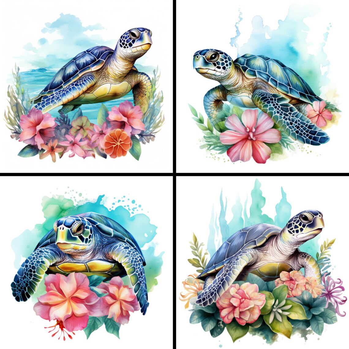 16 Sea Turtles Clipart Sea Turtle Png Files White Background Sea ...