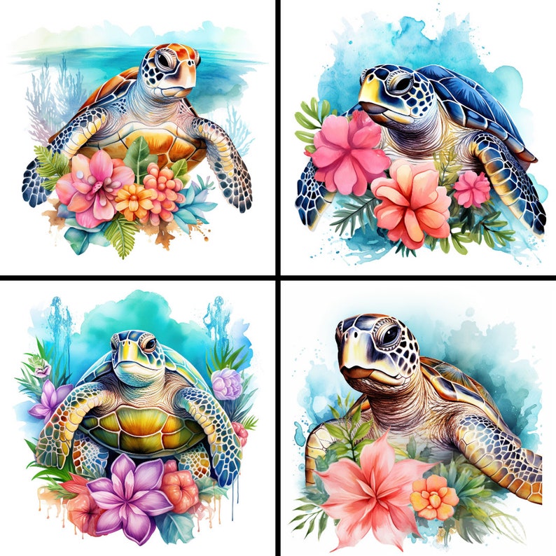 16 Sea Turtles Clipart Sea Turtle Png Files White Background Sea ...