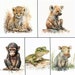 20 Safari Animals Watercolor Clipart, Safari Animal Baby Shower Clipart ...