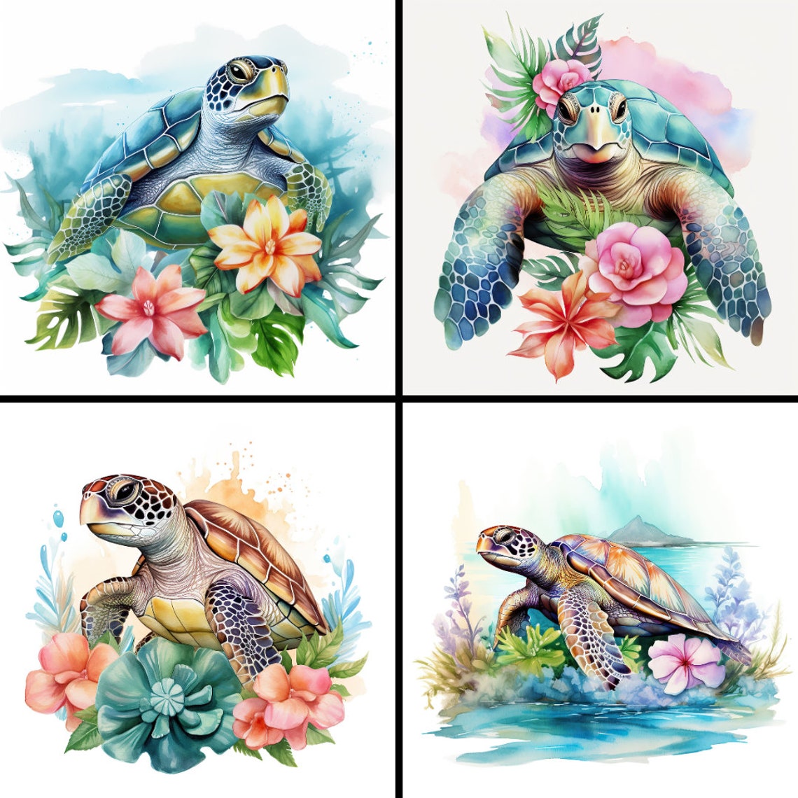 16 Sea Turtles Clipart Sea Turtle Png Files White Background Sea ...