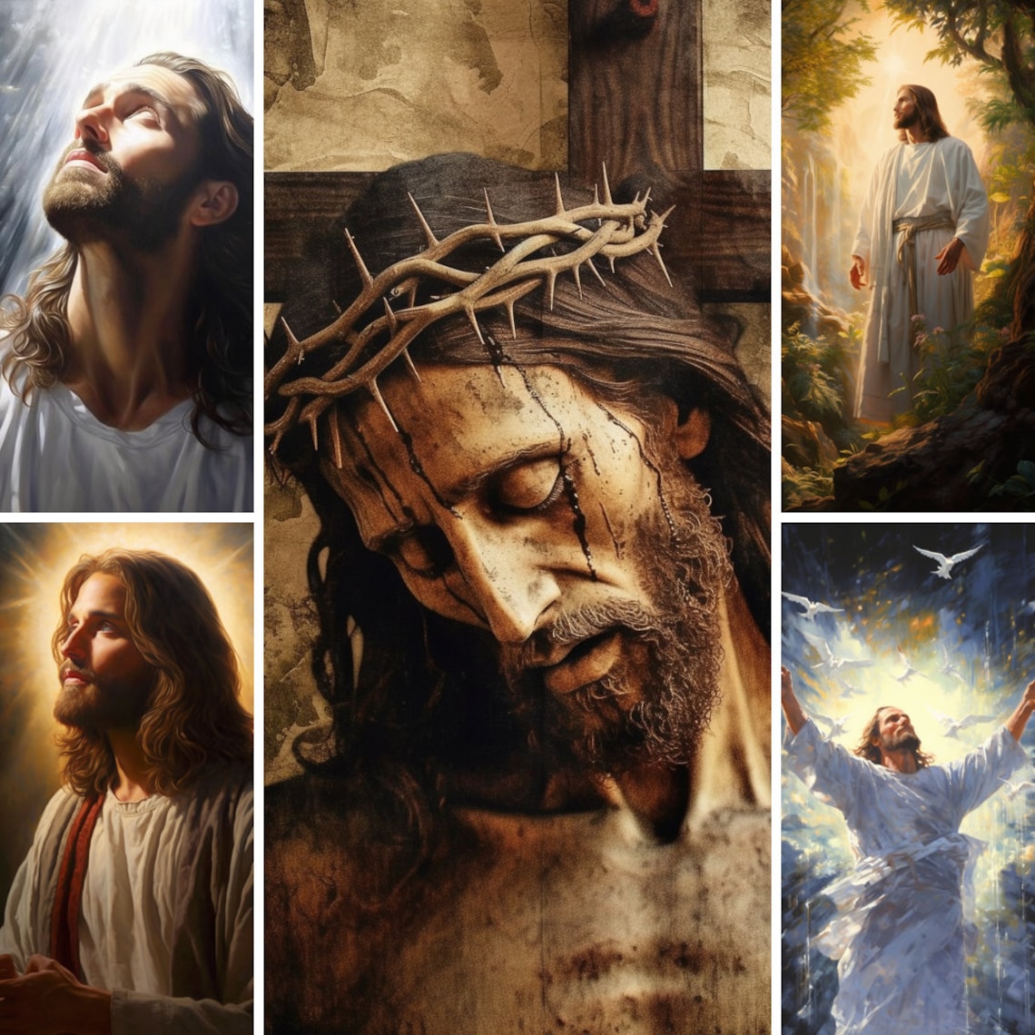 20 Jesus Christ Digital Art, Christian Art, Religious JPG, Sublimation ...