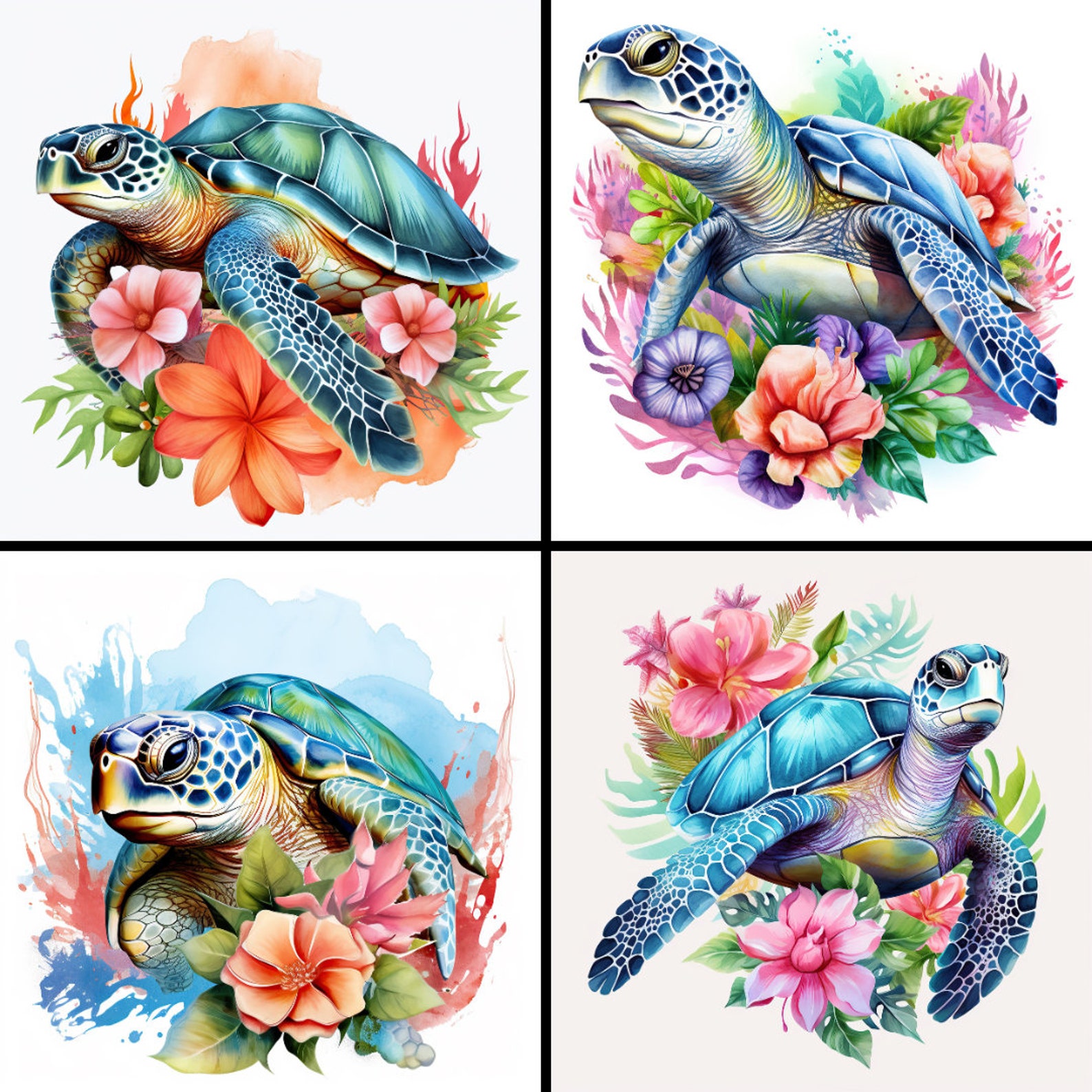 16 Sea Turtles Clipart Sea Turtle Png Files White Background Sea ...