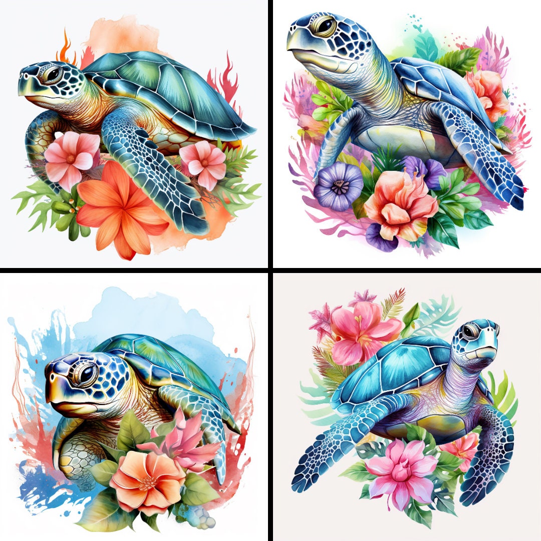 16 Sea Turtles Clipart Sea Turtle Png Files White Background Sea ...