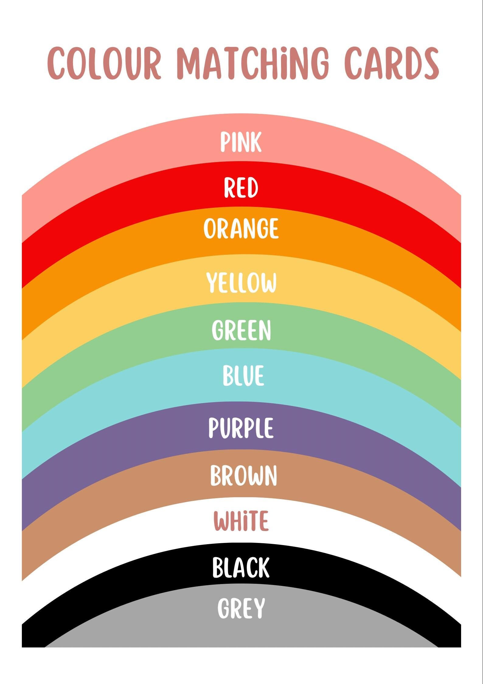 Colour Matching Cards - Etsy