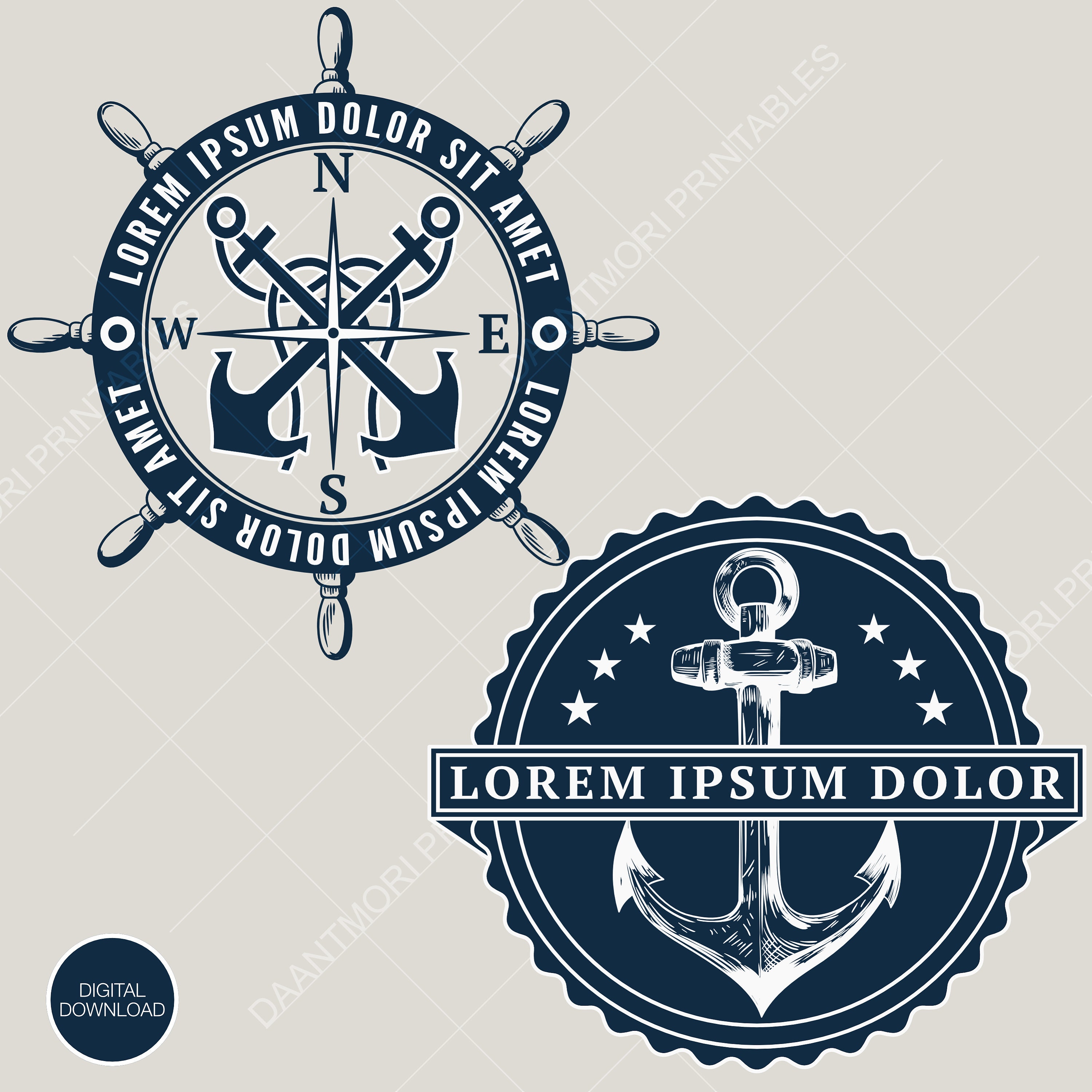 Nautical Logo Templates: Editable Marine SVG Bundle (digital Download ...
