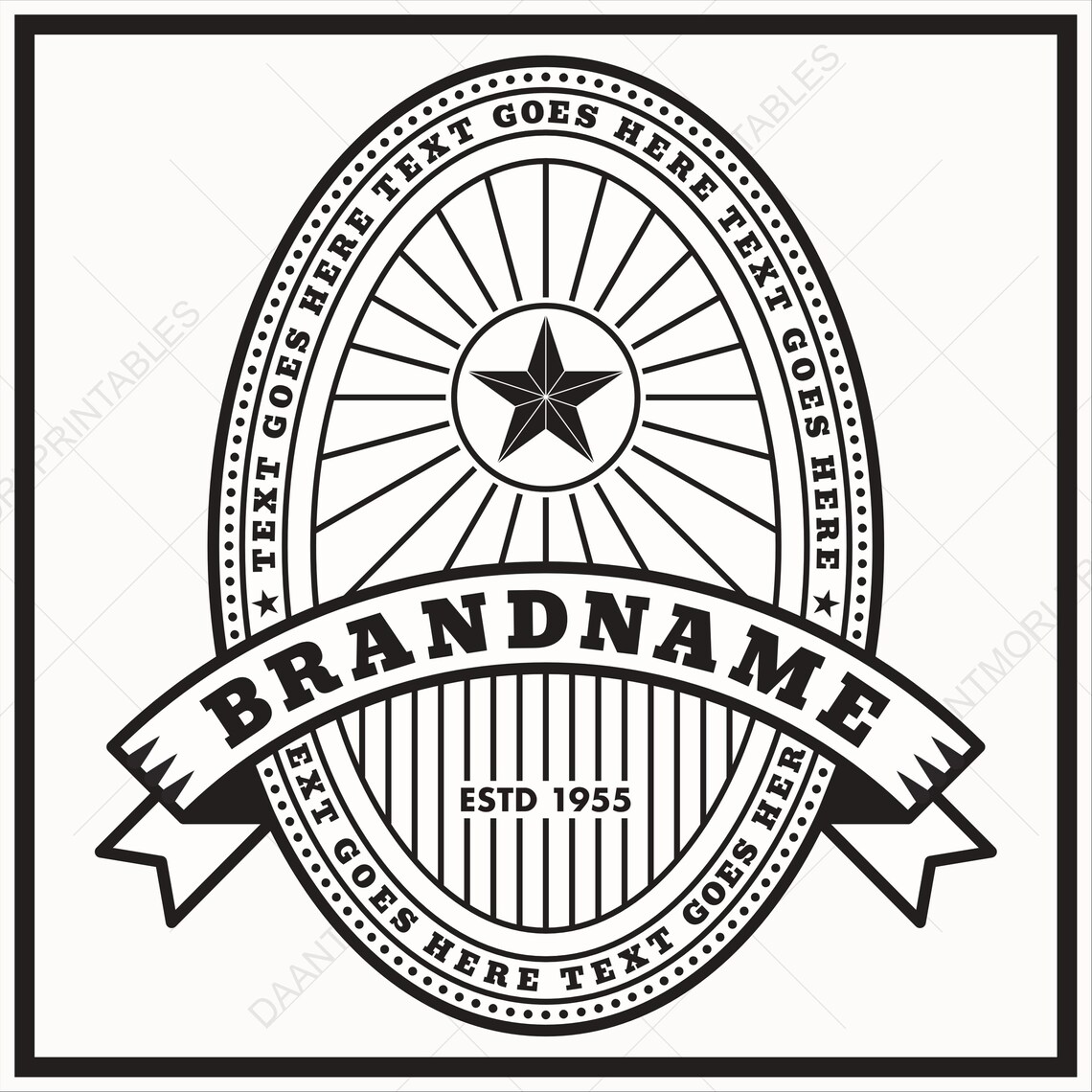Vintage Oval Logo Badge Bundle: Editable Emblem Designs (digital ...