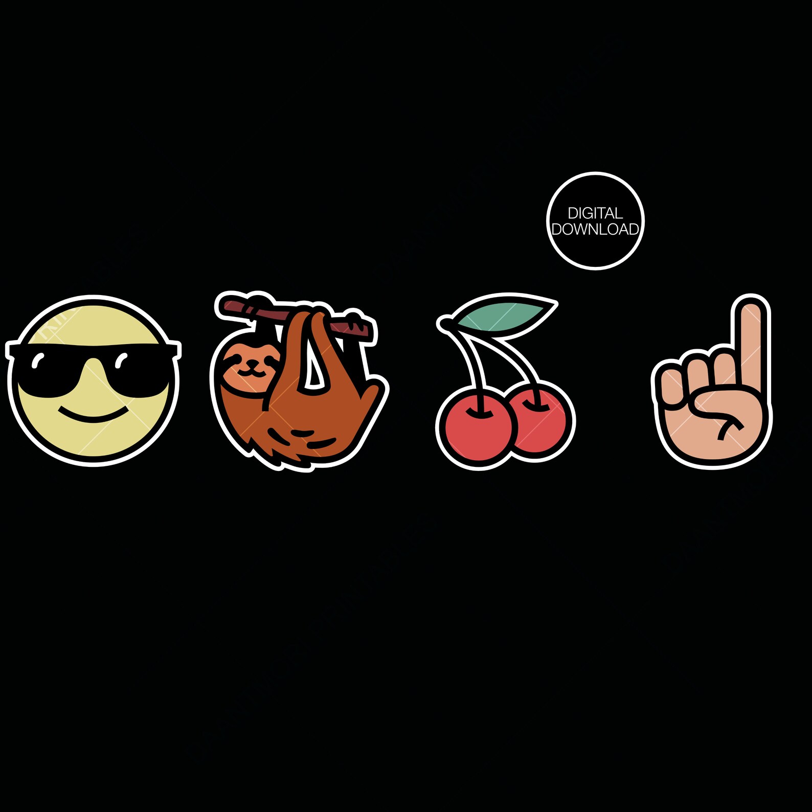 Emoji Sticker Bundle PNG, Emoji Sticker Pack Collection, Cute Icon ...