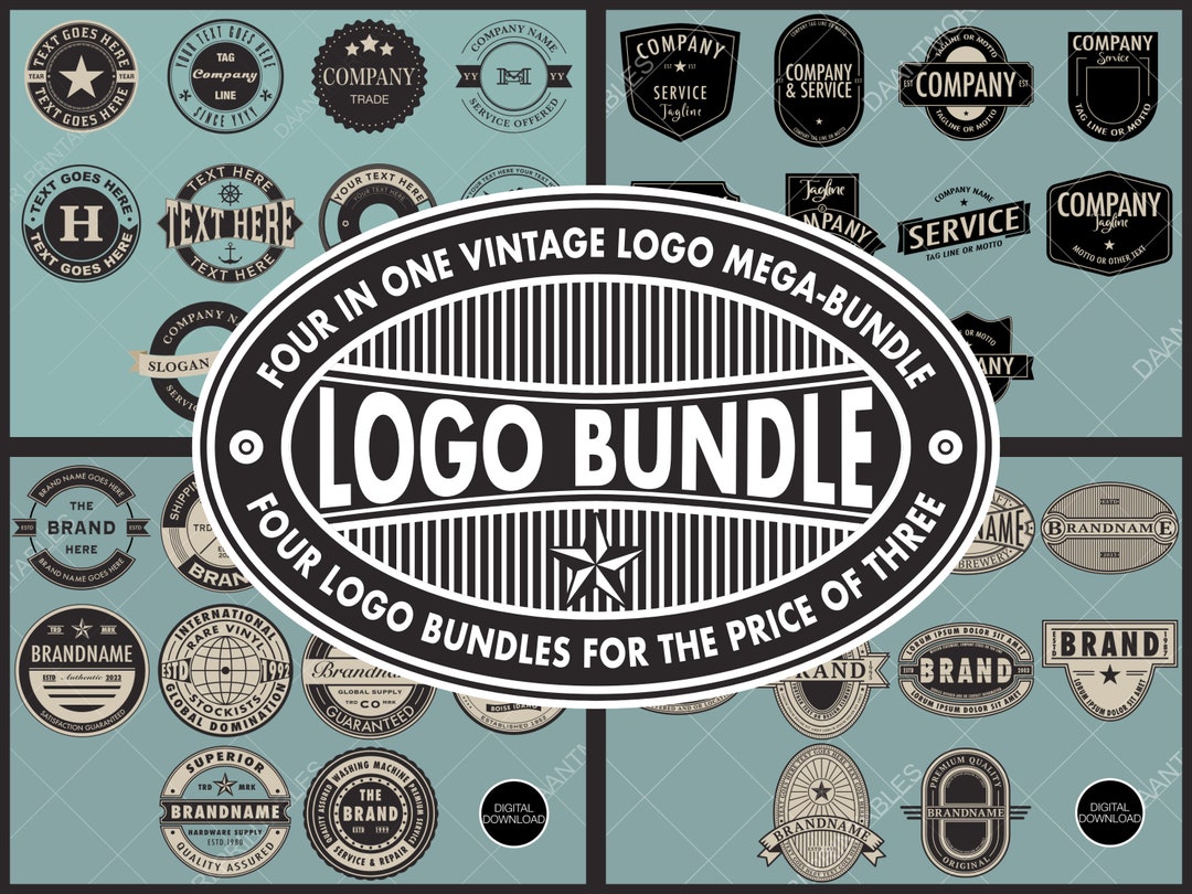 Vintage Logo Badge Mega Bundle: Editable Vector Designs (SVG, PNG ...