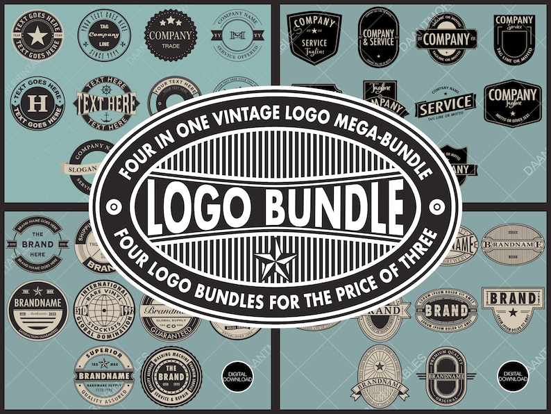 Vintage Logo Badge Mega Bundle: Editable Vector Designs (SVG, PNG ...