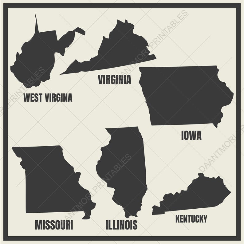 USA States Map SVG: US Map Clipart, American State Silhouettes (digital ...