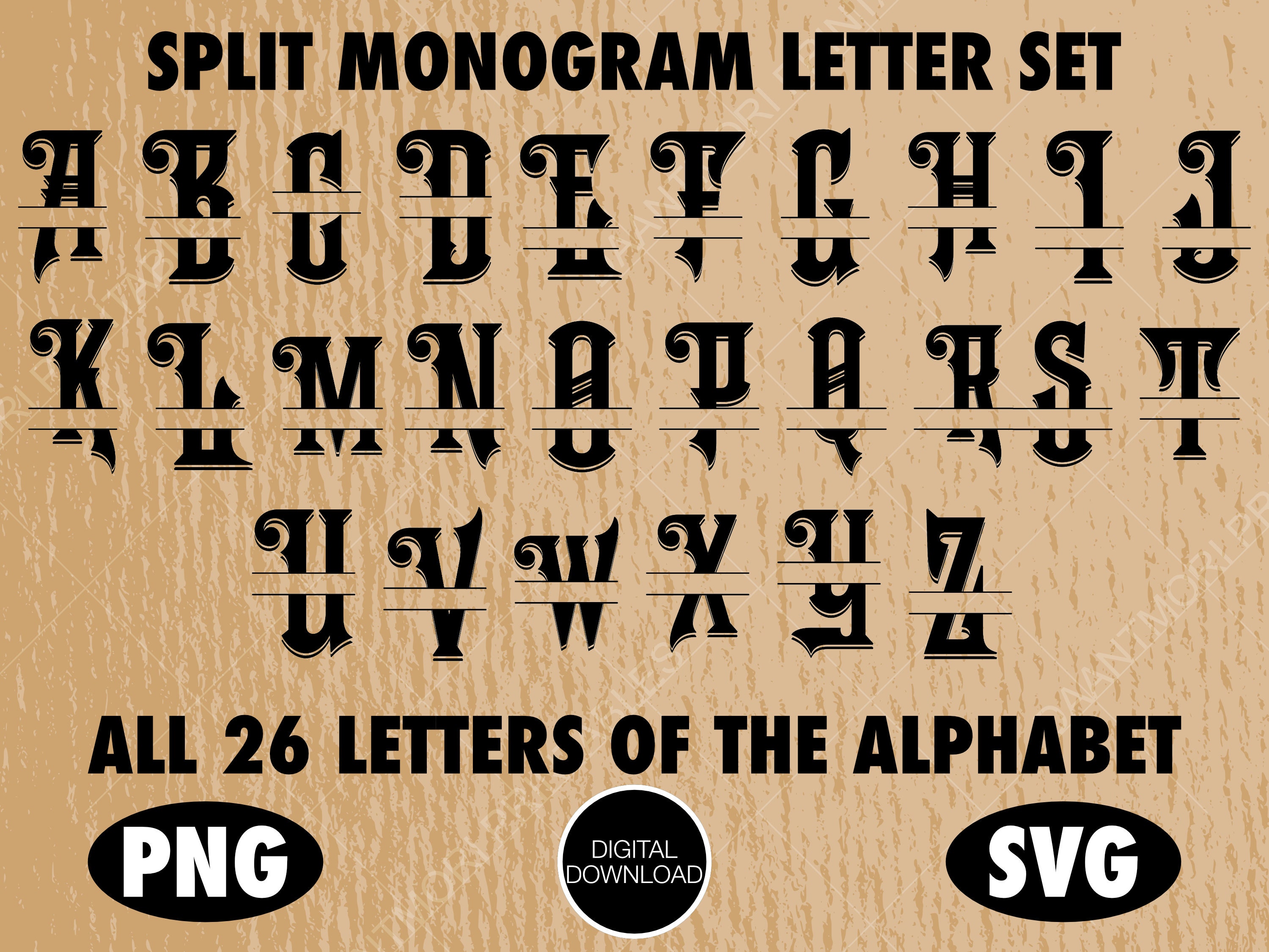 Monogram Font Bundle, Split Monogram Letter Set, Monogram Alphabet SVG ...