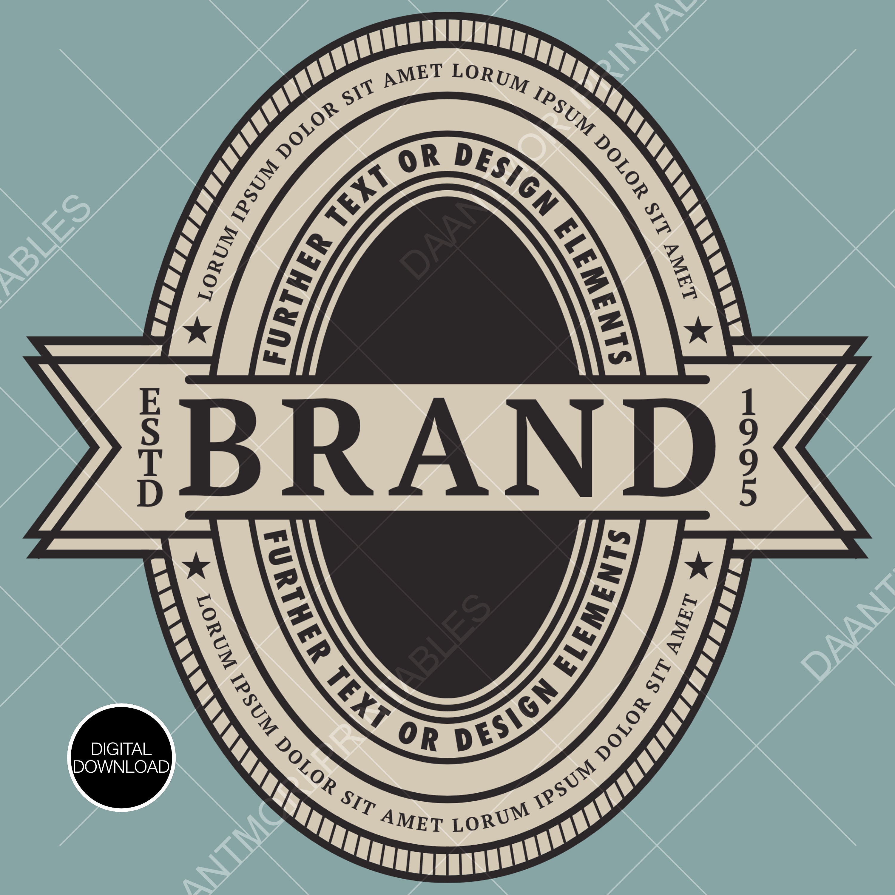 Editable Vintage Oval Logo Badge Bundle: DIY Emblem Designs (SVG, PNG ...