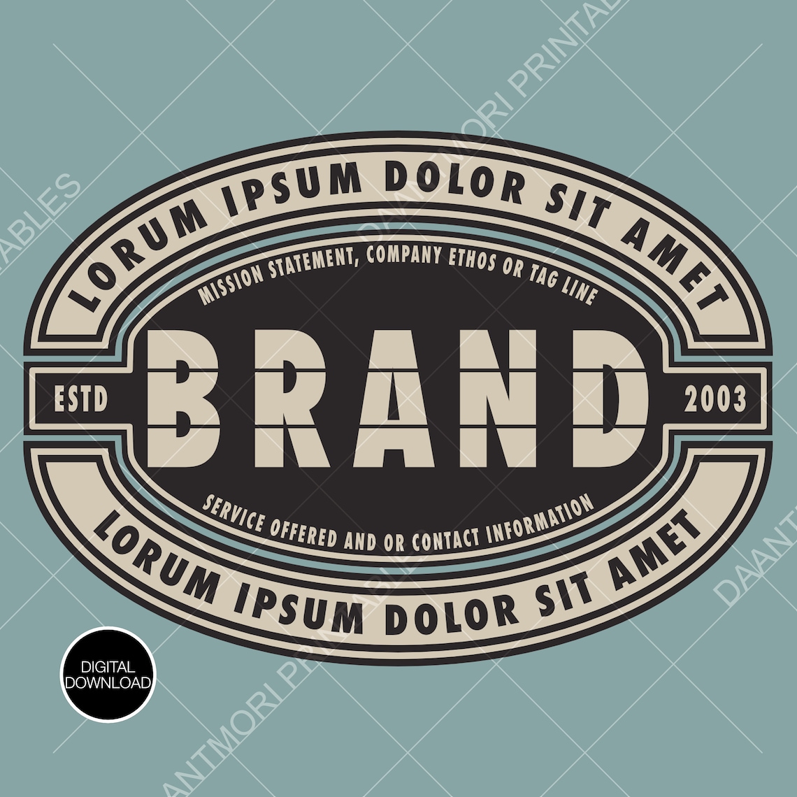 Editable Vintage Oval Logo Badge Bundle: DIY Emblem Designs (SVG, PNG ...