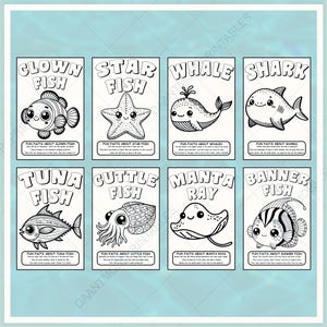 Sea Life Coloring Pages for Kids, Marine Creatures Facts (digital ...