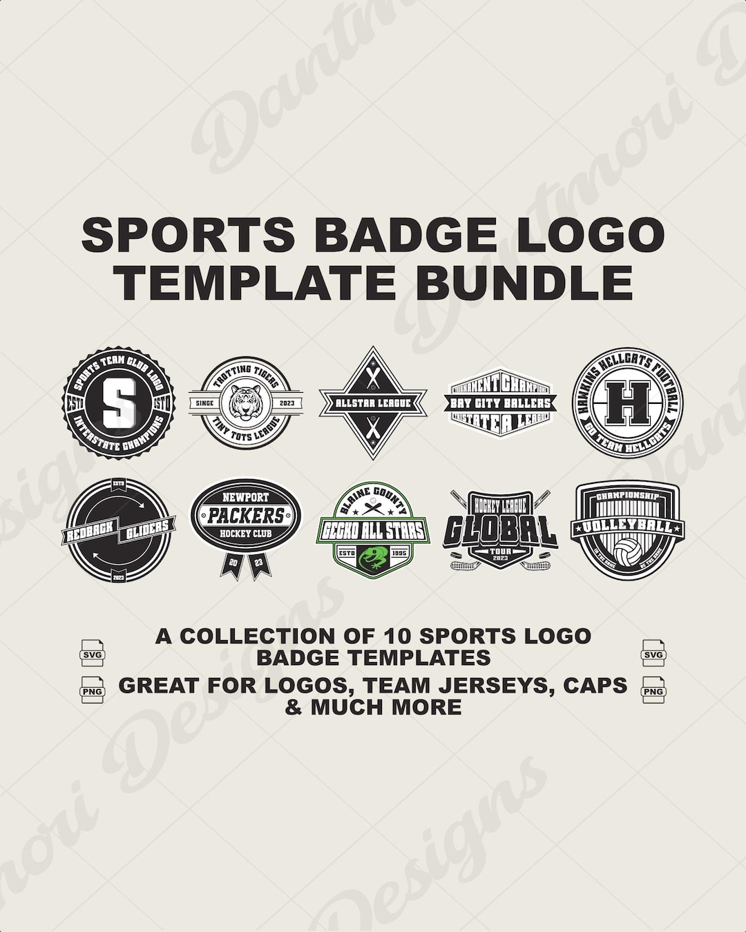 Sports Logo Badge Bundle: Editable Team Emblem Designs (digital ...
