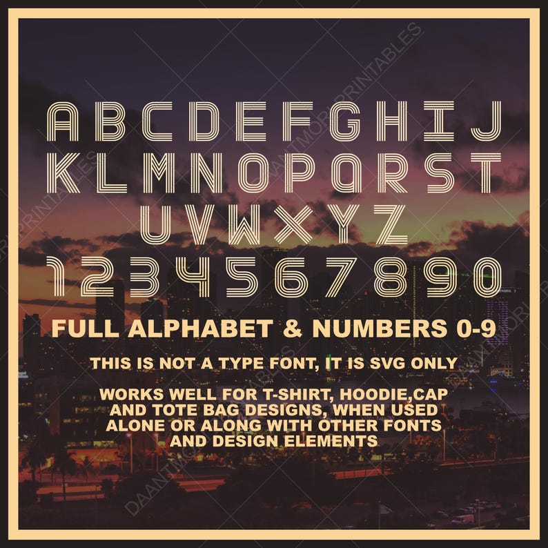 Retro Multiline SVG Font, Full Alphabet and Numbers, T-shirt Design ...