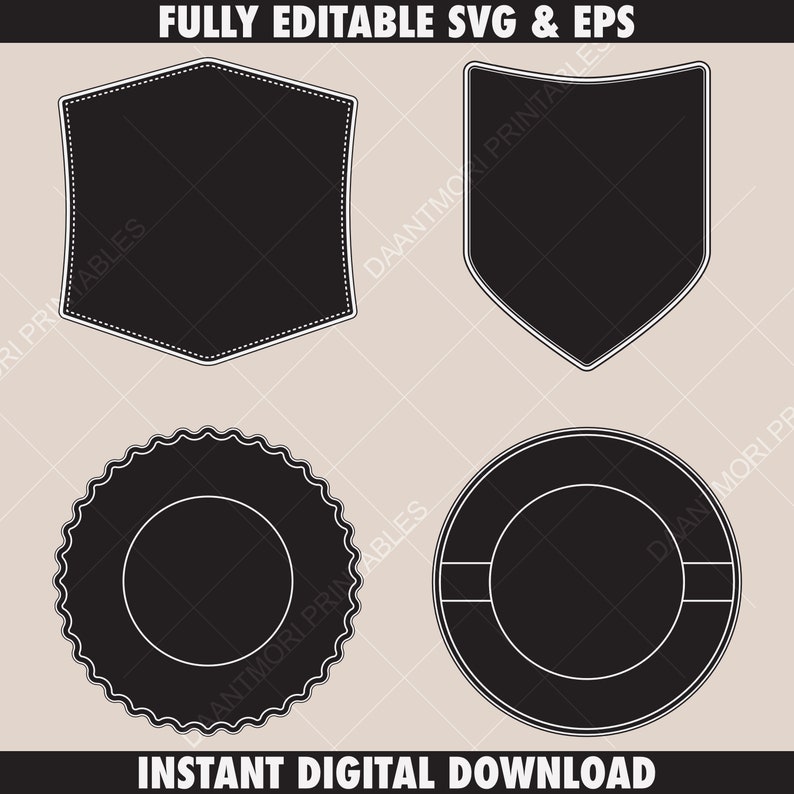 Blank Logo Templates Bundle: DIY Badge & Patch Designs (SVG, EPS ...