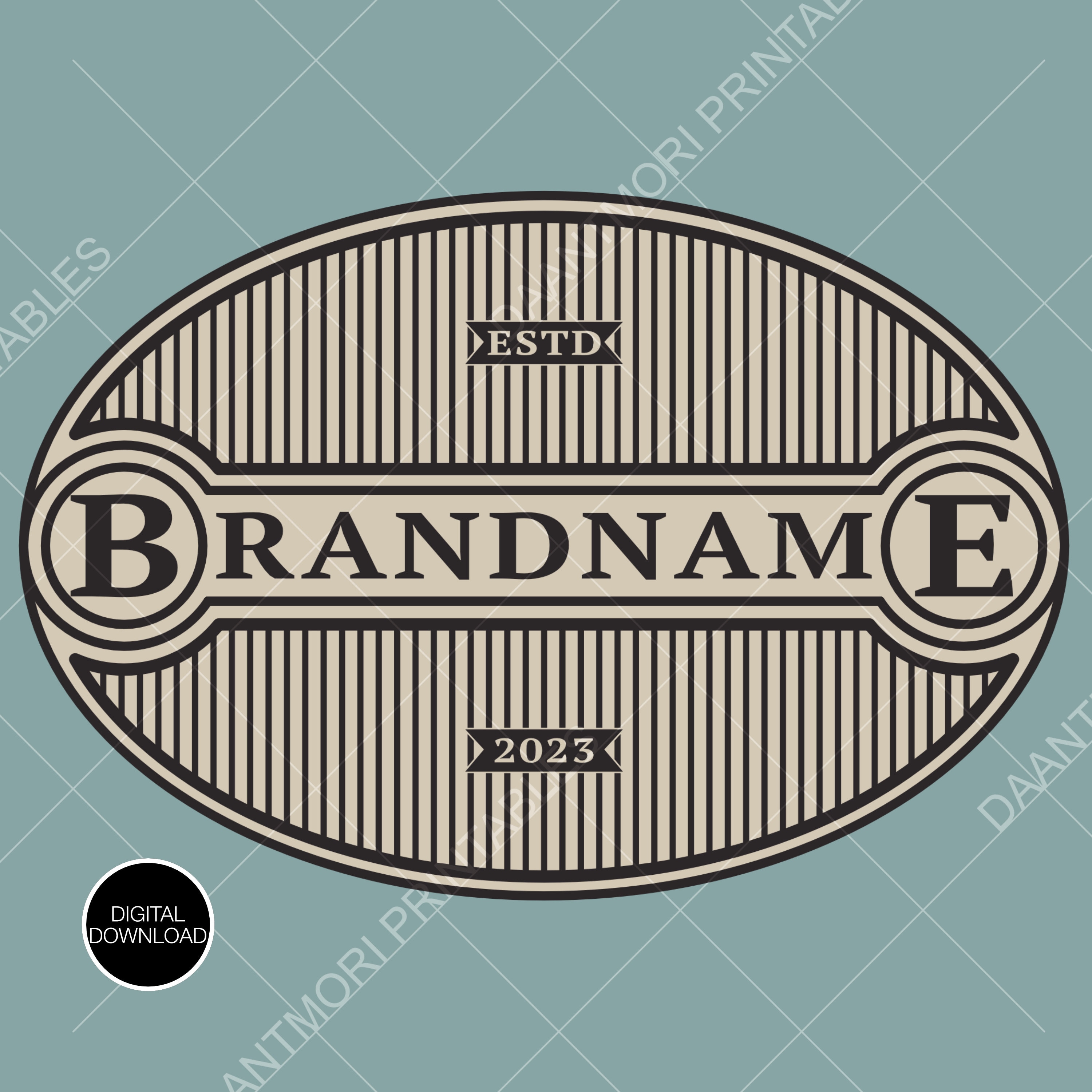 Editable Vintage Oval Logo Badge Bundle: DIY Emblem Designs (SVG, PNG ...