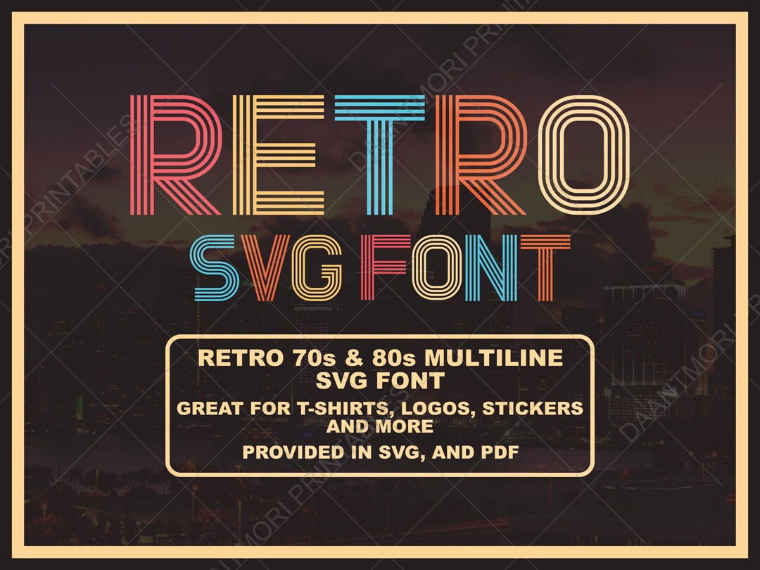 Retro Multiline SVG Font, Full Alphabet and Numbers, T-shirt Design ...