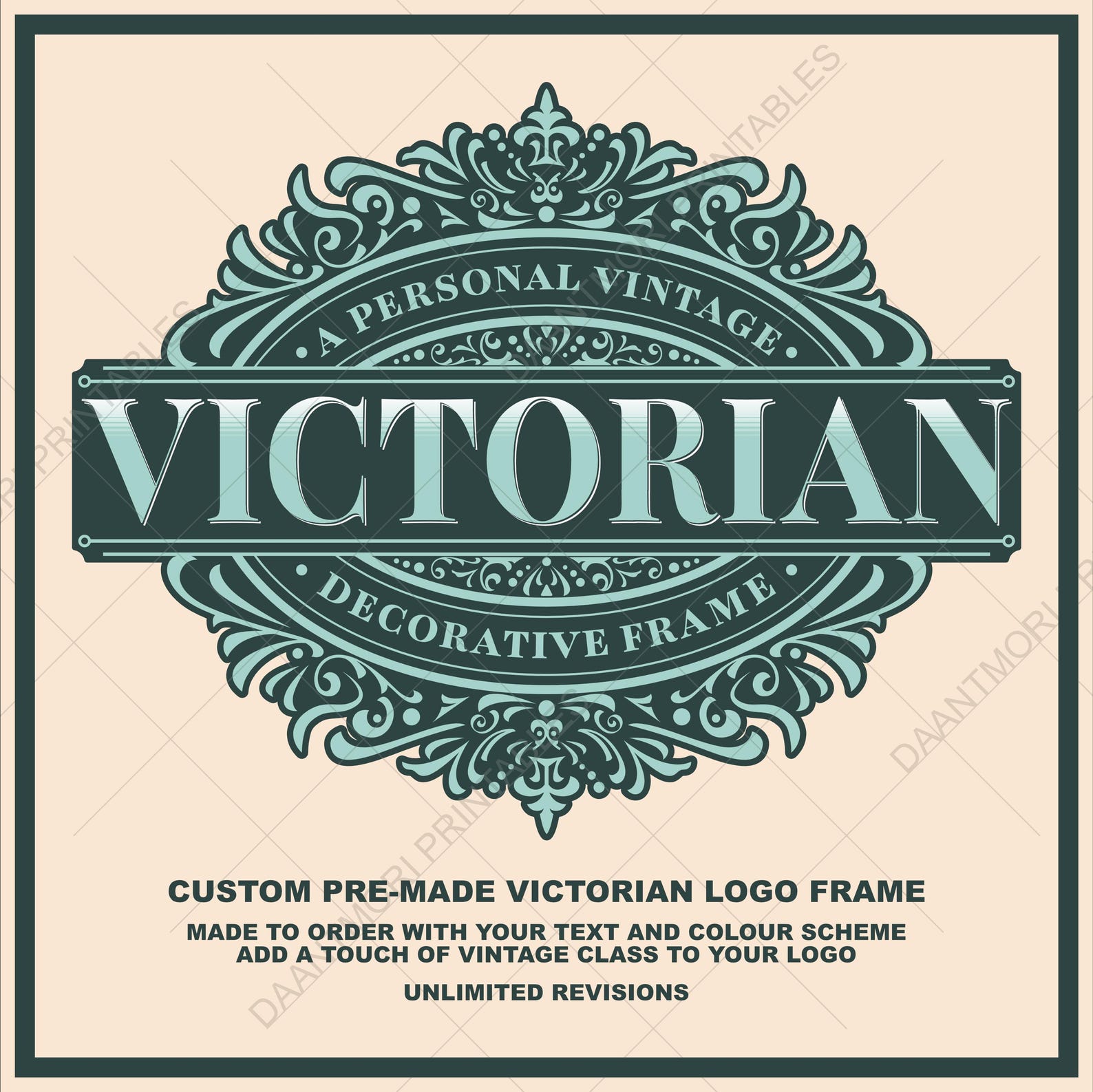 Custom Pre-made Victorian Logo, Vintage Made to Order Logo Personalised ...