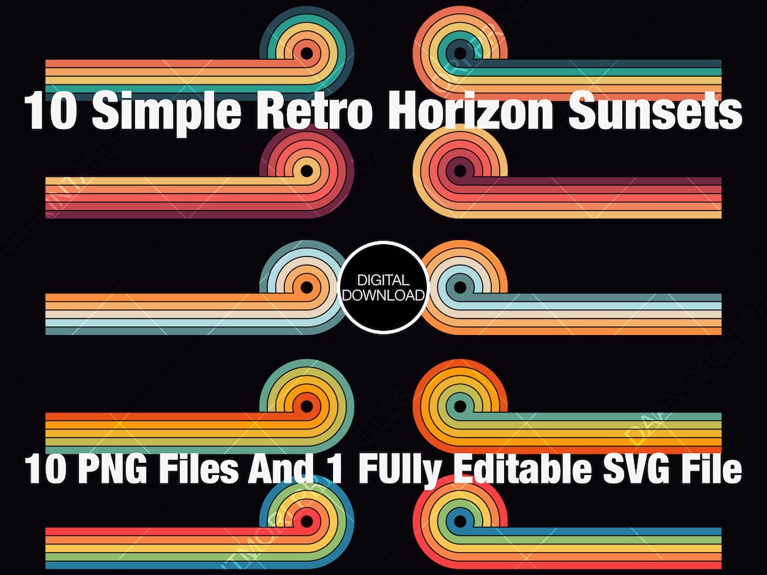 Retro Sunset Bundle, T-shirt Graphics, Retro-sunset Sublimation Files ...