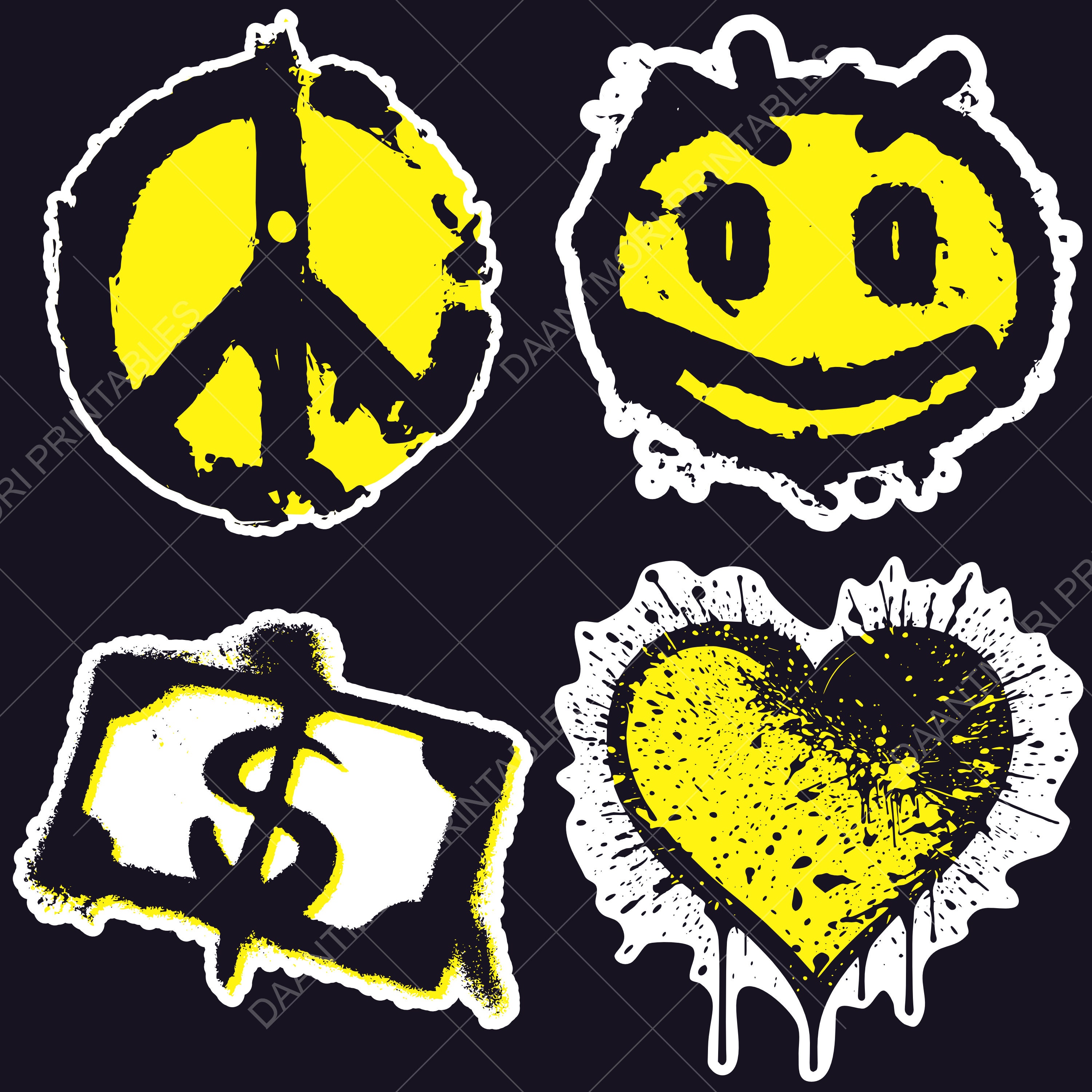 Street Art Stencil Stickers, PNG Sticker Bundle, Printable Sticker Art ...