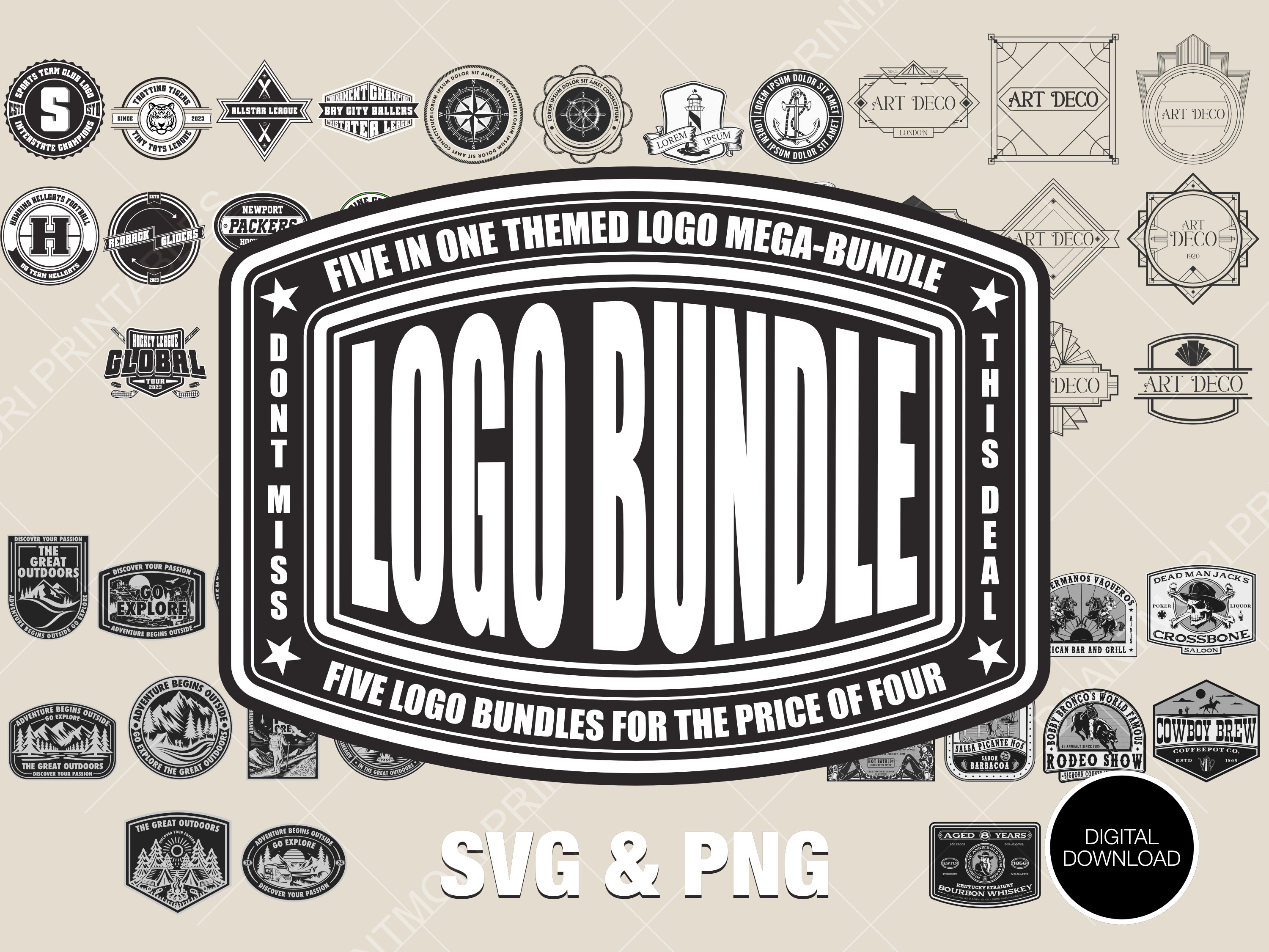 Vintage Badge Logo Bundle: Editable SVG Stamps, Labels (digital ...